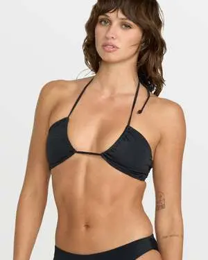Volcom Simply Seamless Halter Bandeau Bikini Top - Black
