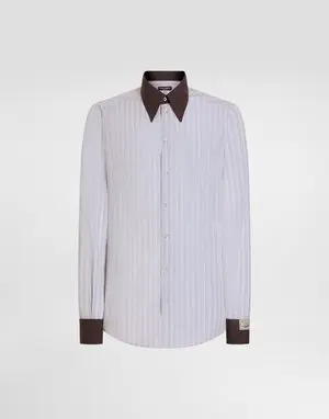 Dolce & Gabbana Striped Cotton Poplin Gold Shirt