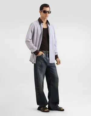 Dolce & Gabbana Striped Cotton Poplin Gold Shirt