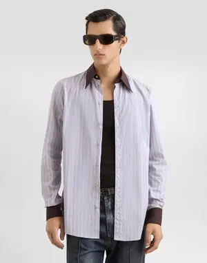 Dolce & Gabbana Striped Cotton Poplin Gold Shirt