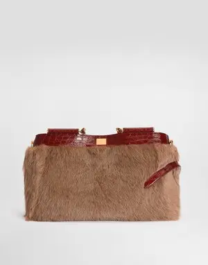 Dolce & Gabbana My Sicily Shearling And Alligator Handbag