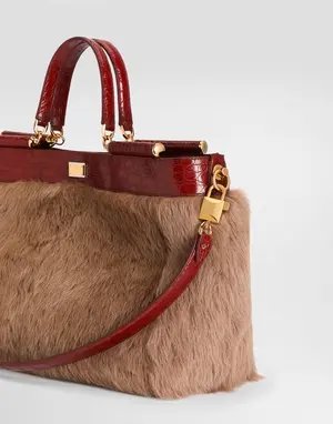 Dolce & Gabbana My Sicily Shearling And Alligator Handbag