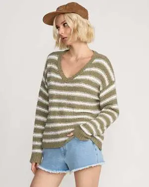 Volcom Striped Intarsia V-neck Sweater
