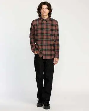 Volcom Levelstone Long Sleeve Shirt - Black/red