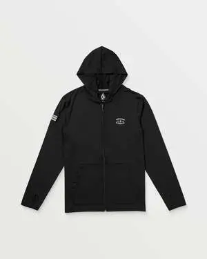 Volcom Long Sleeve Hooded Rash Guard - Black