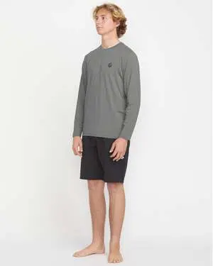 Volcom Oval Track Loose Long Sleeve Surf Tee - Heather Grey