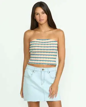 Volcom Pointelle Cropped Tube Top