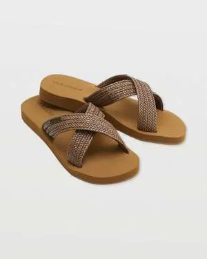 Volcom Double Cross Slides - Dark Brown