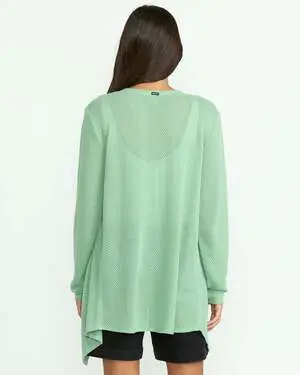 Volcom Draped Pointelle Cardigan - Seagreen
