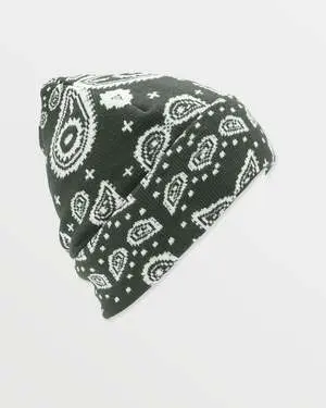 Volcom Patterned Slouch Beanie - Dark Gray