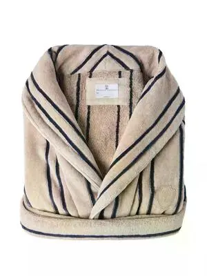 Brunello Cucinelli Striped Logo Cotton Bathrobe - Neutrals