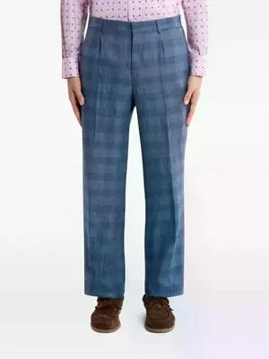 Etro Checked Trousers - Blue