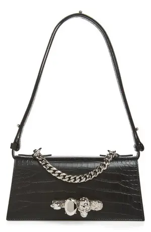 Alexander McQueen Mini Jewelled Shoulder Bag - Black/silver