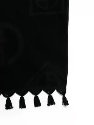 Giorgio Armani Logo Patterned Tassel Beach Towel