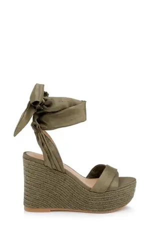 Badgley Mischka Ximora Platform Wedge Espadrille - Olive Silk