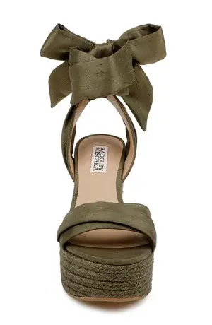 Badgley Mischka Ximora Platform Wedge Espadrille - Olive Silk