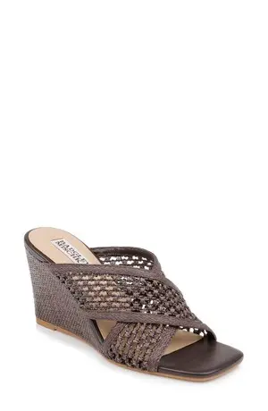 Badgley Mischka Woven Wedge Sandal - Brown