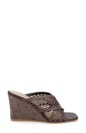 Badgley Mischka Woven Wedge Sandal - Brown
