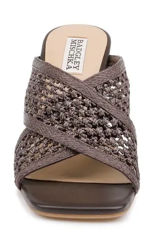 Badgley Mischka Woven Wedge Sandal - Brown