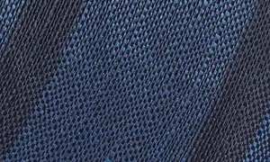 Canali Stripe Linen And Silk Tie - Blue