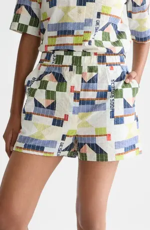 Scotch & Soda Patchwork Print Embroidered Shorts