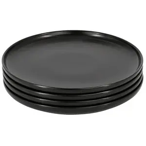 OUR TABLE Landon 4 Piece 8.4in Round Stoneware Salad Plate Set - Black