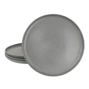 OUR TABLE Landon 4 Piece 8.4in Round Stoneware Salad Plate Set - Grey