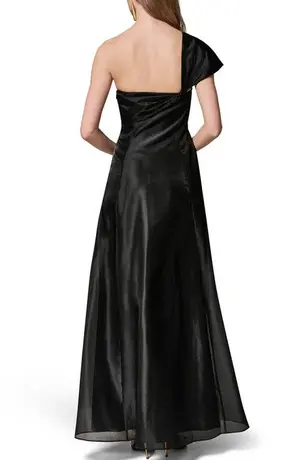 Donna Karan New York Asymmetric Satin Gown - Black