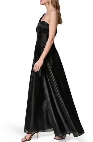 Donna Karan New York Asymmetric Satin Gown - Black