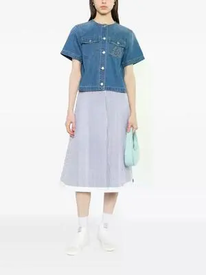 AGNES B. Striped Midi Skirt