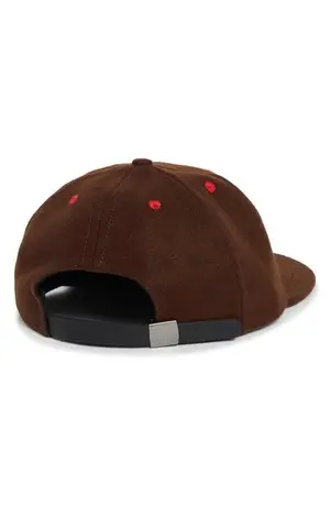 BRAIN DEAD Embroidered Logohead Wool Blend Flannel Baseball Cap - Brown