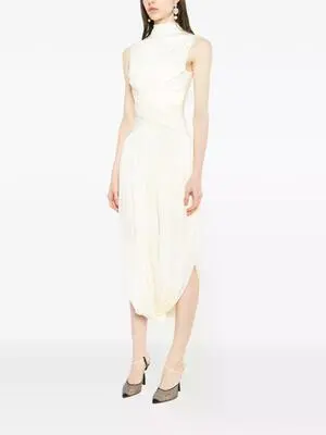 SELF-PORTRAIT Wrap Midi Dress - Neutrals