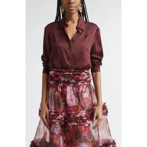 Zimmermann Luna Silk Satin Button-up Shirt