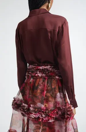 Zimmermann Luna Silk Satin Button-up Shirt