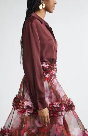 Zimmermann Luna Silk Satin Button-up Shirt