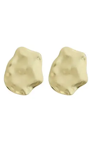 PANACEA Hammered Organic Drop Earrings - Gold