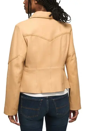 Lucky Brand Braided Seamed Leather Jacket
