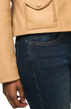 Lucky Brand Braided Seamed Leather Jacket