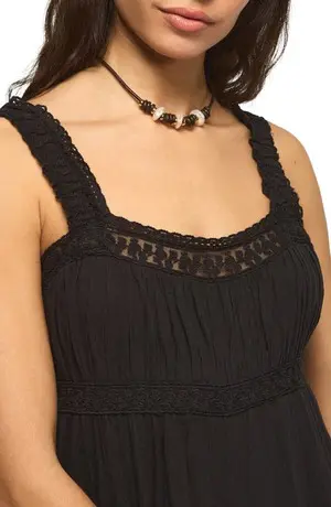 Lucky Brand Lace Yoke Wide Leg Jumpsuit