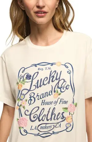 Lucky Brand Logo Embroidery Graphic T-shirt