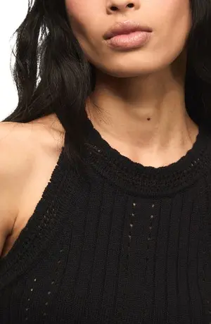 Lucky Brand Pointelle Sweater Tank - Dark Black
