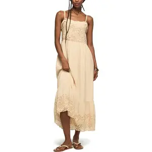 Lucky Brand Cutwork Ruffle Hem Midi Dress