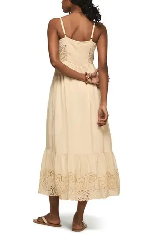 Lucky Brand Cutwork Ruffle Hem Midi Dress