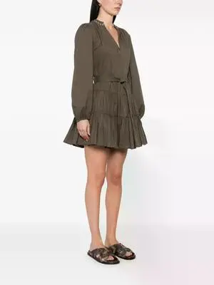 Liu Jo Long Sleeve Ruched Mini Dress - Green
