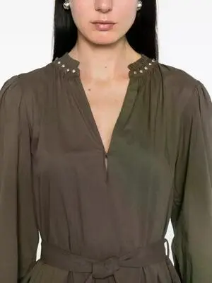 Liu Jo Long Sleeve Ruched Mini Dress - Green