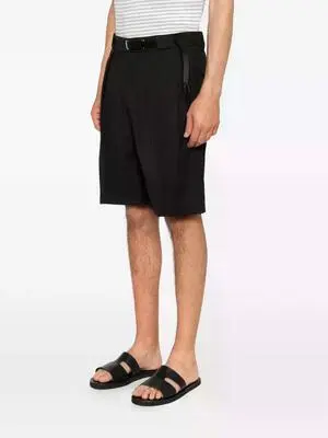WHITE SAND Pleated Shorts - Black