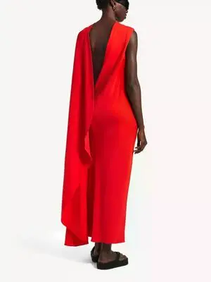 Balenciaga Draped Sleeveless Midi Dress - Red