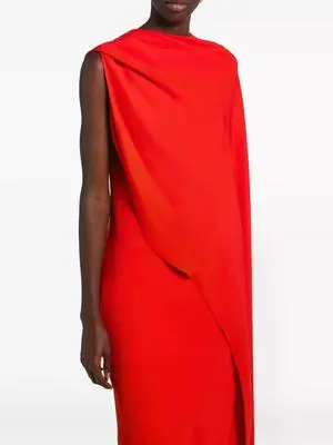 Balenciaga Draped Sleeveless Midi Dress - Red
