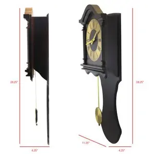 BEDFORD CLOCK COLLECTION 27.5in Wall Clock With Pendulum Oak Finish
