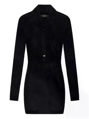 Amiri Velvet Long-sleeve Mini Dress - Black